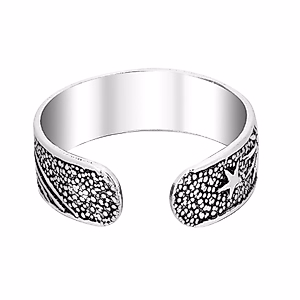 AeraVida Stellar Sky Sun Moon and Shooting Stars .925 Sterling Silver Toe Ring or Pinky Ring
