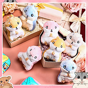 Chivao 10 Pcs Hamster Plush Stuffed Animal, Hamsters Plush Toys Hamster Toy Gift Keychain for Kids Birthday Party(Cute Colors)