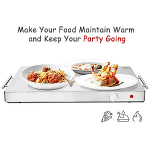 Adumly Electric Warming Tray Food Dish Warmer Stainless Steel Hot Plate Buffet Tabletop