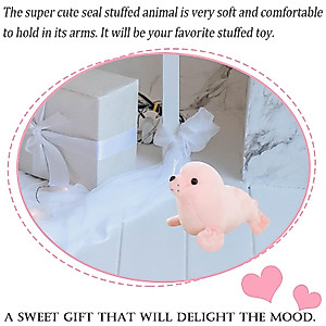 zhidiloveyou Seal Plush Stuffed Animal Pink Cute Seal Toy Pillow Kawaii Doll for Kids, 9 inch