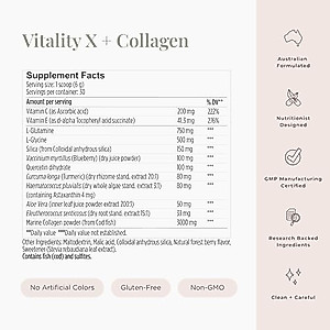 JSHealth Vitamins Vitality X + Collagen - Beauty Powder Supplement with Aloe Vera Silica and Vitamins C & E to Nourish Hair Skin and Nails (180g)