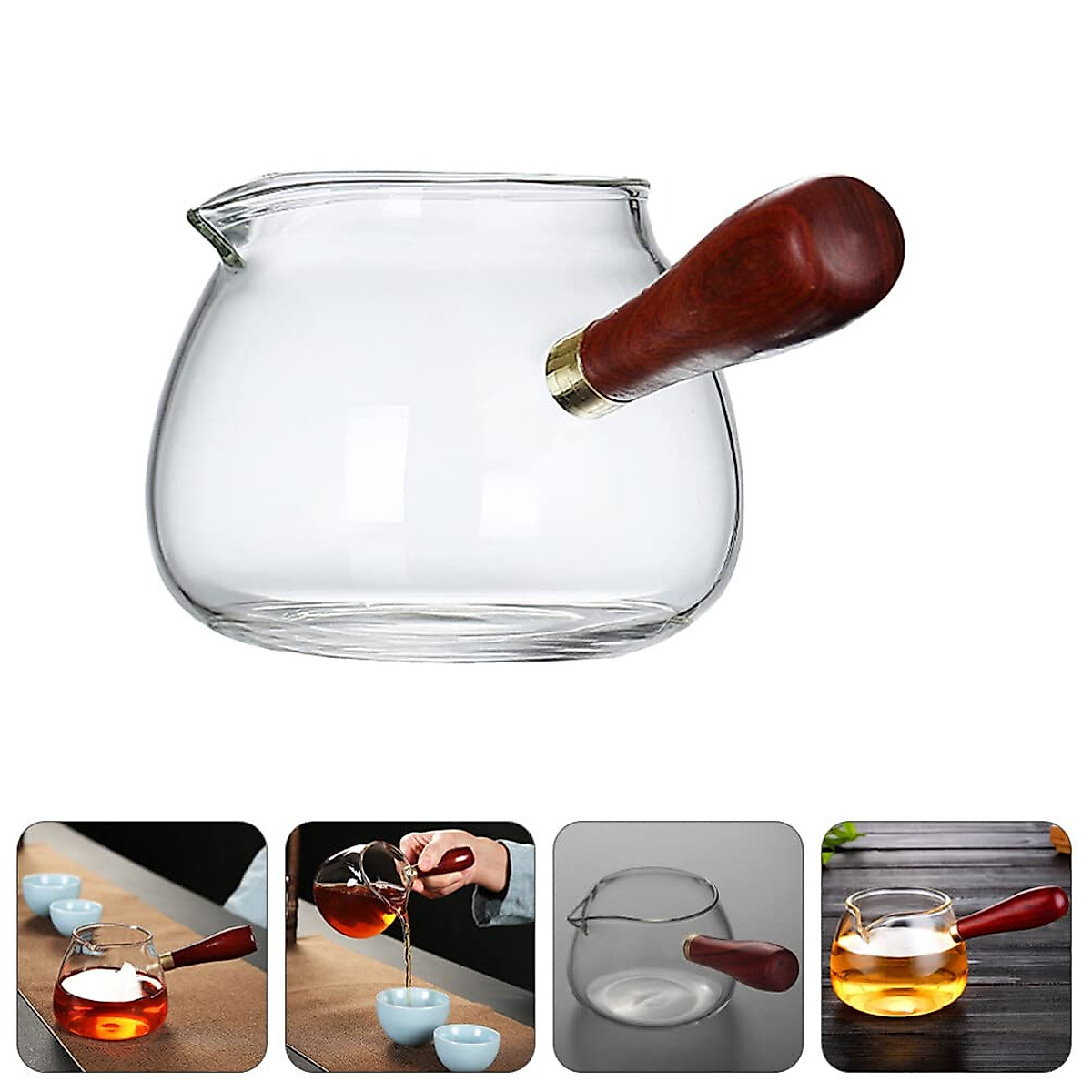 Tofficu 350ML Borosilicate Glass Turkish Coffee Pot Stovetop Tea Maker with Handle Heat Resistant Milk Warmer Hot Chocolate or Butter Melting Pot for Home