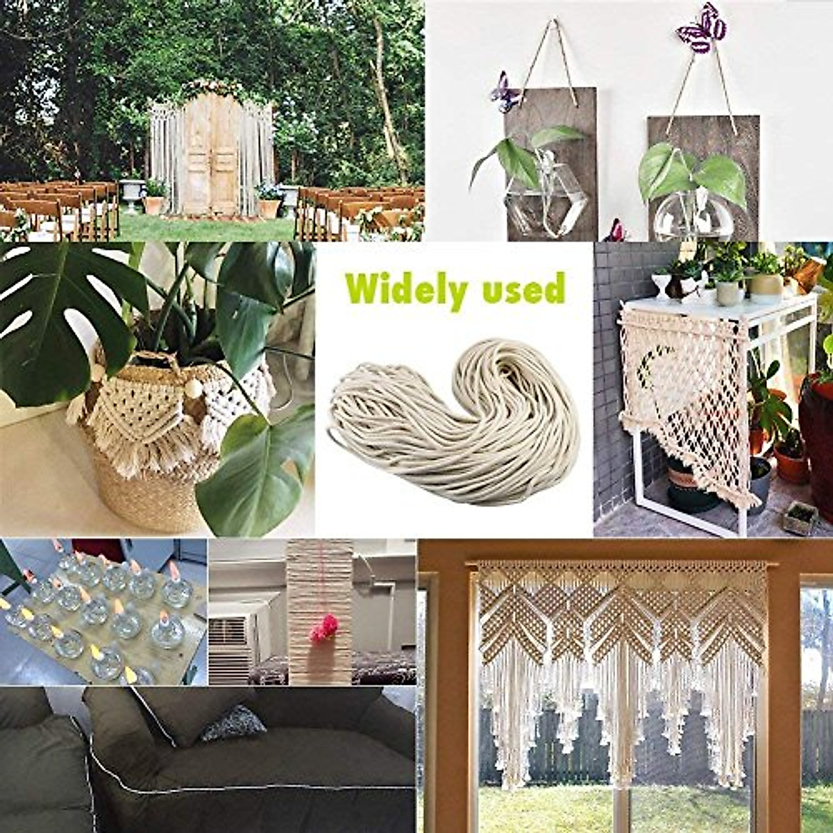 HLLbuy Solid Cotton Rope Clothesline Cotton Rope 1/6''and 1/4'' by 50ft and 100ft All Purpose for Indoor&Outdoor Use, Crafting and Art Projects(100ft)