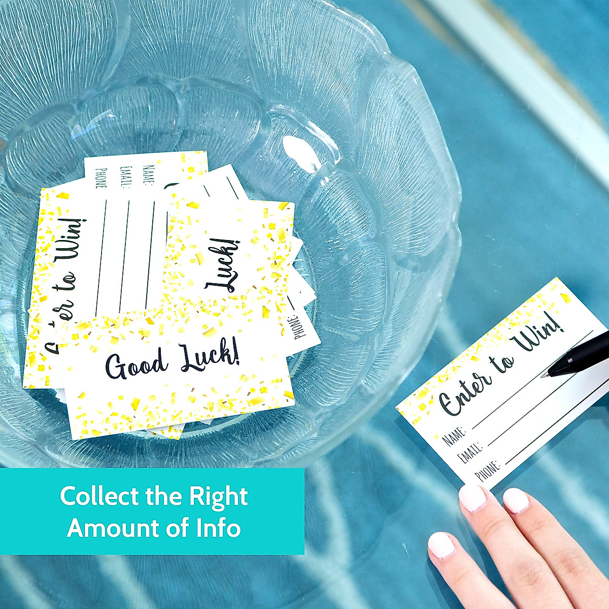 200 Raffle Tickets 3.5”x2” - Enter to Win Entry Form Cards for Contest, Raffles, Ballot Box, 50/50, Auction and More - with Space for Name, Email Address and Phone Number Fields