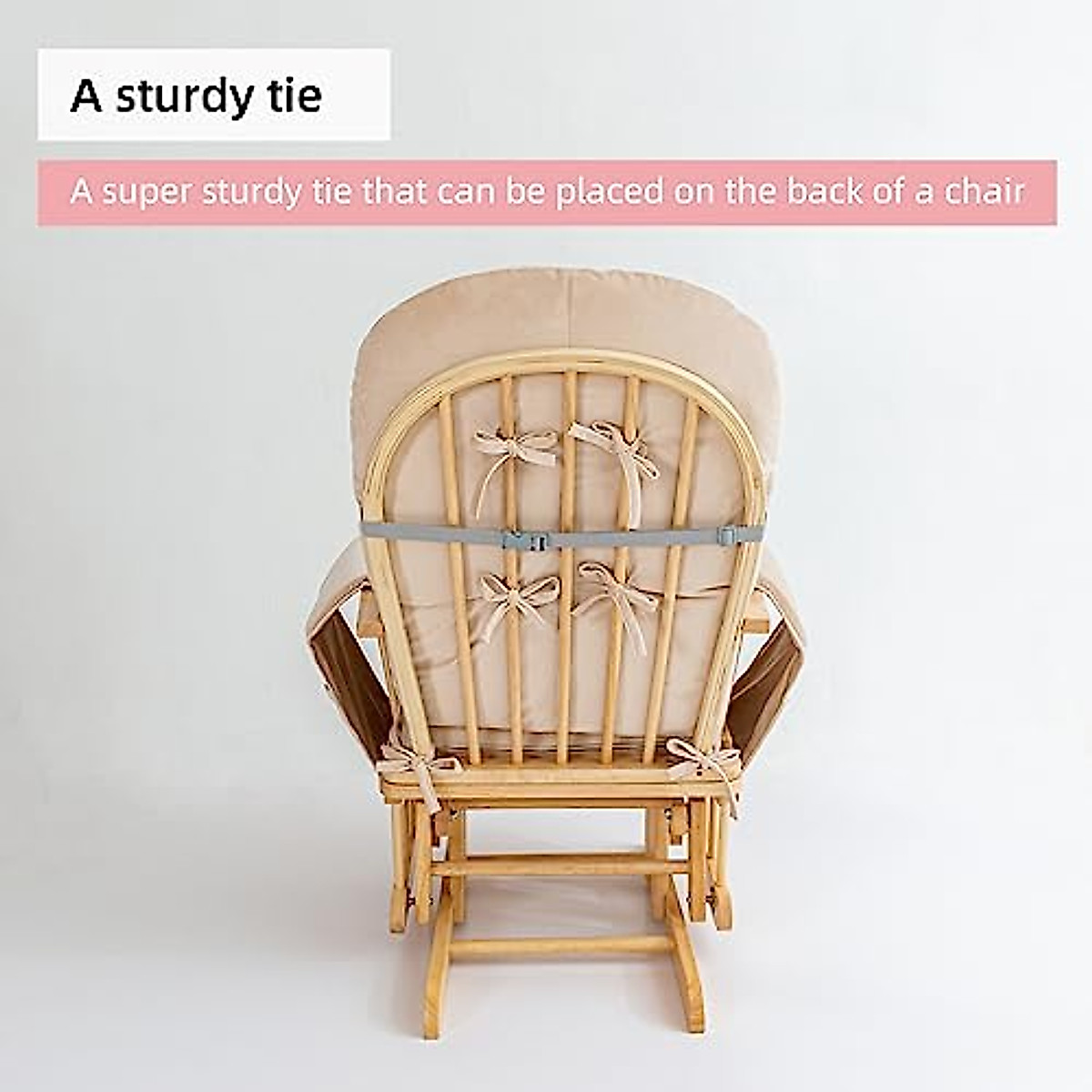 LUXMARS Glider Rocker Replacement Cushions with Storage Soft Velvet Washable Chair Cushion for Glider Rocking Chair 5 PCS Beige