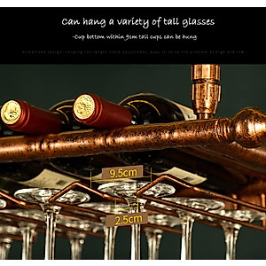 Wine Glass Holder Creative Hanging Wine Glass Holder Upside Down Wine Glass Holde Hanging Wine Glass Holde -47.3", Can Hang 30 Glasses and 11 Red Wine Bottles