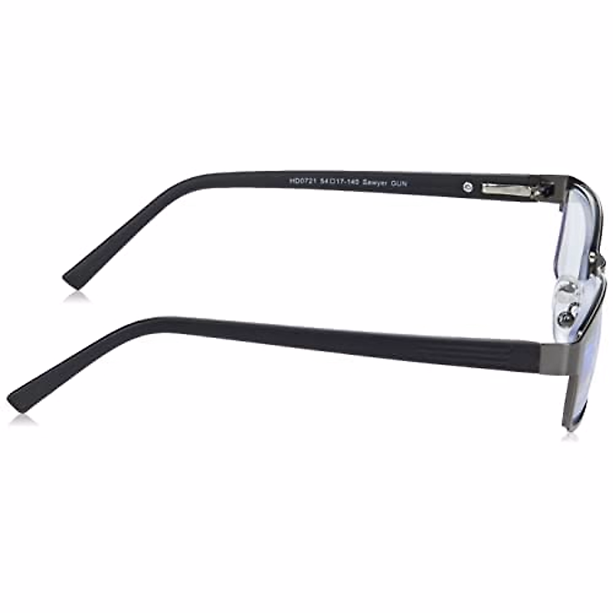 Foster Grant Men's Sawyer Multifocus Rectangular Reading Glasses, Matte Dark Gunmetal/Transparent, 54 mm + 2