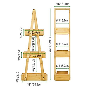 mDesign Leaning A-Frame 3-Tiered Triangle Shelf for Bathroom, Free-Standing Wood Bamboo Ladder Storage Rack Room Decor Shelves, Decorative Organizer Bins for Towels, Hand Soap, Toiletries, Natural