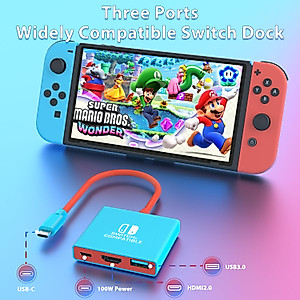 Switch Dock Switch Docking Station for Nintendo, Portable Switch TV Adapter Support 4K/60HZ Switch TV Dock Mode Compatible Steam Deck/Switch OLED, Switch Travel Dock with HDMI2.0 USB3.0 Port