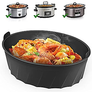 KOCWELL Slow Cooker Liners Compatible for Crock Pot 7-8 QT Oval, Easyjoy for Crock Pot Liners For 7 Quart Oval Slow Cookers, Reusable Silicone Slow Cooker Liner For Crock Pot Insert, Dishwasher Safe BPA Free