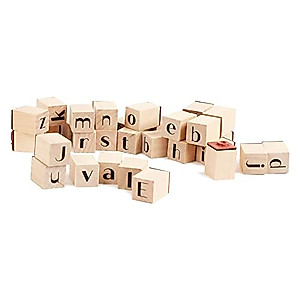 Wood Rubber Stamps, Alphabet Stamp Set (0.6 x 0.6 x 0.9 Inches, 60 Pieces)