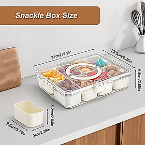 Tenlary Divided Serving Tray with Lid and Handle - Snackle Box Charcuterie Container for Portable Snack Platters-Clear Storage Organizer for Candy,Fruits,Nuts - Perfect for Entertaining Party