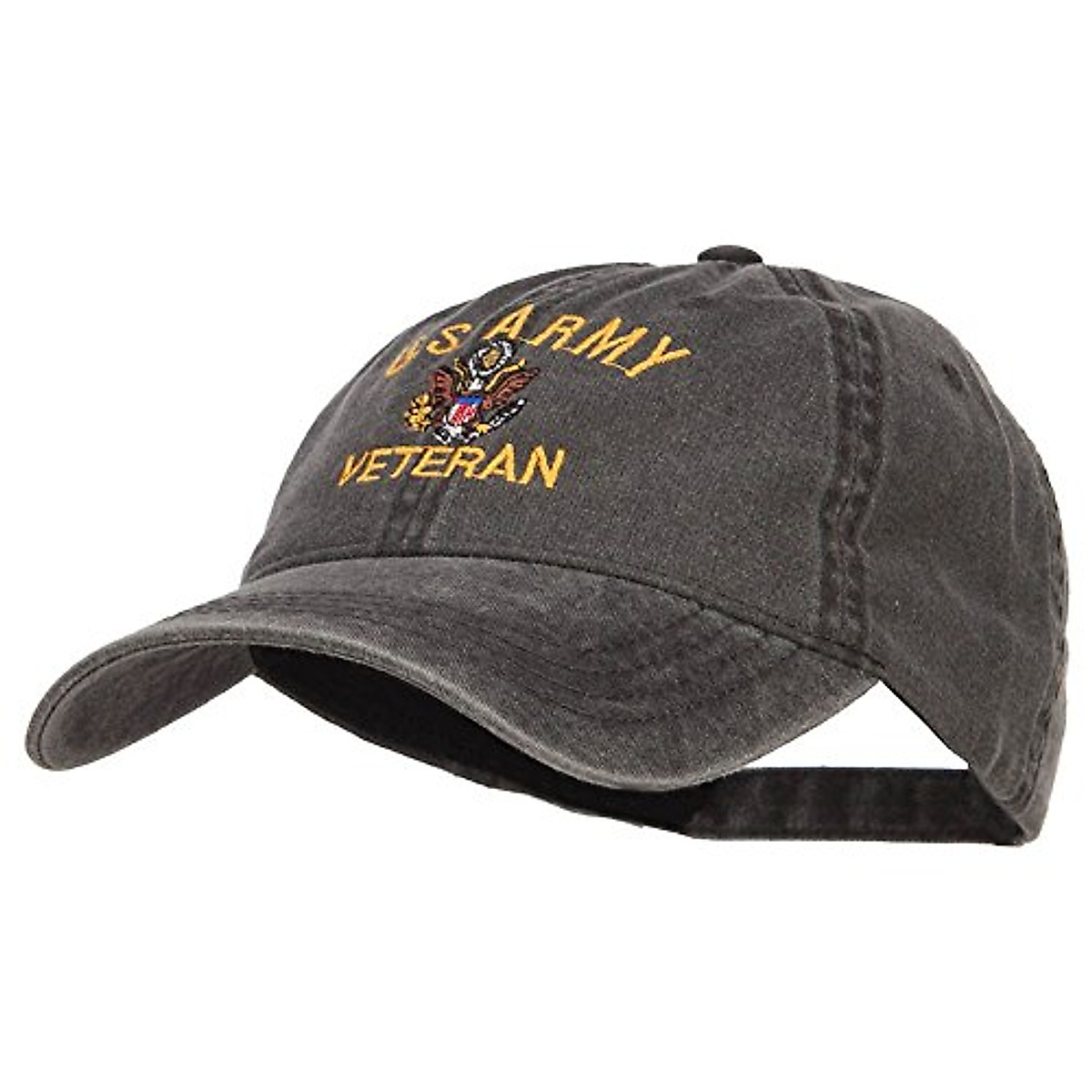 e4Hats.com US Army Veteran Military Embroidered Washed Cap - Black OSFM