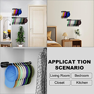 2 Pack Hat Racks for Baseball Caps,Retractable Hat Organizer Holder 20 Caps Stainless Steel Hat Storage Hooks Hanger Strong Adhesive Or Wall Drilled For Closet/Door/Living Room/Bedroom/Entryroom
