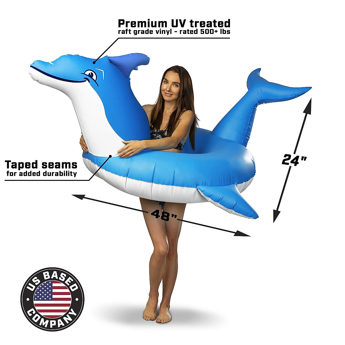 GoFloats Dolphin Pool Float Party Tube - Inflatable Rafts for Adults & Kids