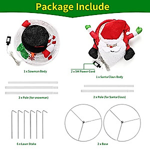 Lighted Snowman Outdoor Christmas Decorations, Set of 2 Collapsible 36 Inch Snowman 32 Inch Santa 100 LEDs Plug-in Power Fluffy Foldable Pop Up Holiday Display for Christmas Indoor Outdoor Yard Décor