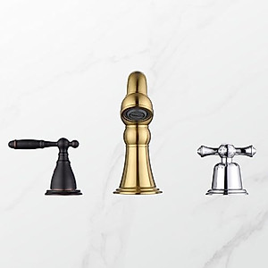 RKF Faucet- Replacement Classic Cross Knobs Handles with Valve Faucet Accessory Faucet Parts Faucet Kit Chrome Polished W033