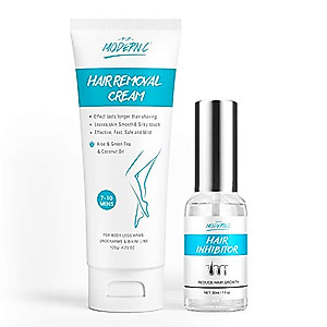 Aloe Hair Removal Cream & Hair Inhibitor Spray Set For Men or Women Sensitive Formula Bikini Remove Cream Painless Hair Remover Moisturizing For Body Arm Leg Armpit Gifts
