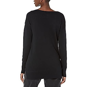 Amazon Essentials Women's Lightweight Long-Sleeve Crew Neck Tunic Sweater (Available in Plus Size), Black, Large
