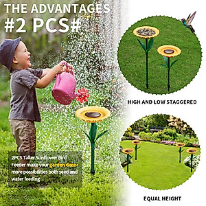 Sunflower Standing Bird Feeder Outdoor(2PCS),Bird Bath Feeders Bowl for Outdoor,Bowl Bird Feeder Flower Shape Bird Feeding Tray,Garden Decor Stake,Wild Bird Watcher,Gifts for Bird Lovers