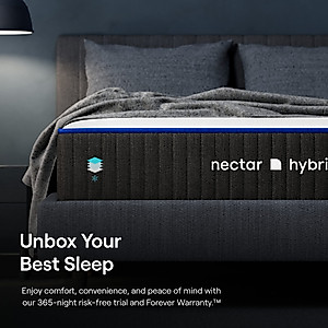 Nectar Hybrid California King Mattress 12 Inch - Medium Firm Gel Memory Foam - Steel Springs - Cooling Technology - 365-Night Trial - Forever Warranty,White
