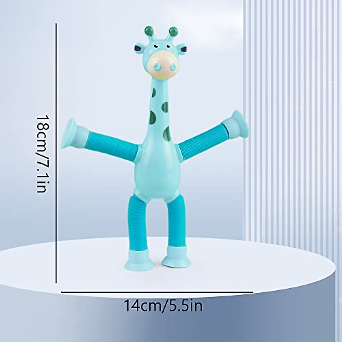 4 Pcs Telescopic Suction Cup Giraffe Toy, Shape-Changing Giraffe Telescopic Tube Cartoon Puzzle Suction Cup Sensory Toys, Novel Stretch and Decompress Educational Giraffe Toys (4 PCS, With light)
