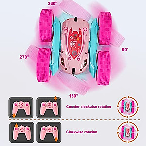 FREE TO FLY Rc Stunt Cars: Double Sided 360°Flip Rotating 4WD Race Car Toy For Outdoor & Indoor for 6 7 8 9 10 11 12 Year Old Girls Boys Birthday Gift for Kids Ages 6+