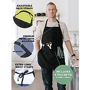 ApronMen, The Grill Ninja BBQ Grilling Funny Aprons For Men With Adjustable Straps One Size Fits All Cooking Aprons With Pockets - Professionally Printed Gifts For Dad