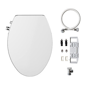 R&T Non-Electric Bidet Toilet Seat Elongated Self-Cleaning Dual Spray Nozzles for Rear & Feminine Wash