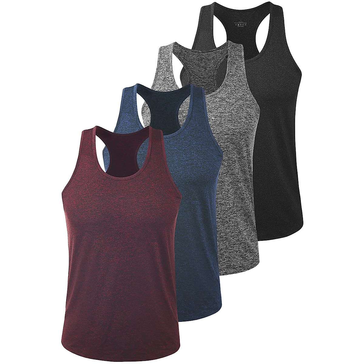 Vislivin Workout Tank Tops for Men Quick Dry Y-Back Tanks Bodybuilding Sleeveless Shirts-4 Packs Black/Grey/Navy Blue/Wine Red L