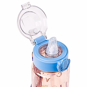 Silver Buffalo Disney Lilo and Stitch Chilled Vibes Plastic Water Bottle with Locking Lid, Strap, and Straw, 33 Ounces