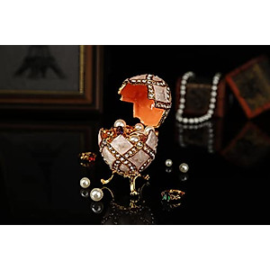 QIFU Vintage Faberge Egg Figurine Trinket Box Hinged, Unique Gift for Family