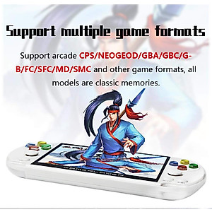 CZT 5.1-inch multi-function video game console color crystal buttons built-in 9600 games MP3MP4 lithium battery game archive AV OUT DV/DC hand-held gaming device (White)