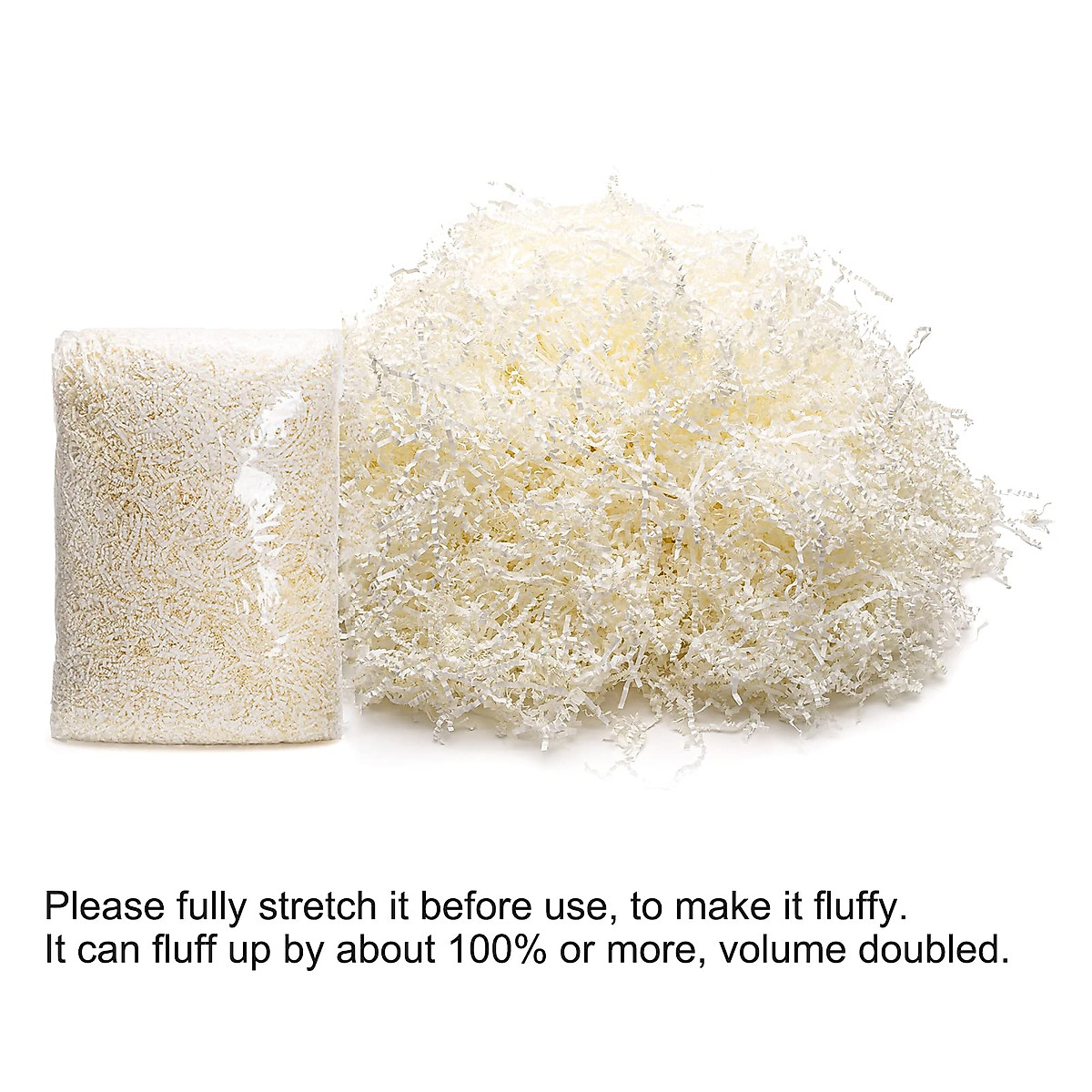 Mcfleet 1 LB Crinkle Cut Paper Shred Filler White Crinkle Paper Shredded Paper for Gift Box - Gift Basket Filler - Gift Box Stuffing for Christmas, Halloween Packaging Wrapping