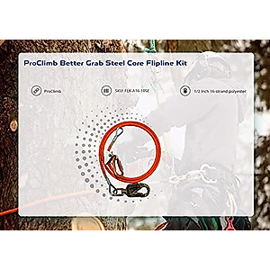 ProClimb Steel Core Flipline Kit (1/2 inch x 10 feet) - Adjustable Tree Lanyard, Low Stretch, Cut Resistant – for Fall Protection, Arborist, Tree Climbers