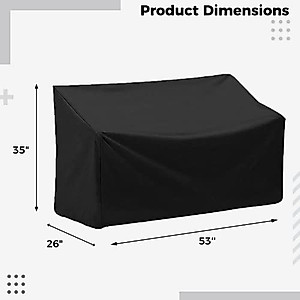 Epicover Outdoor Bench Cover, 210D Heavy Duty 2-Seater Patio Bench Furniture Covers with Air Vents, All Weather Resistant Bench Cover for Patio Furniture, 53L x 26W x 35H inches