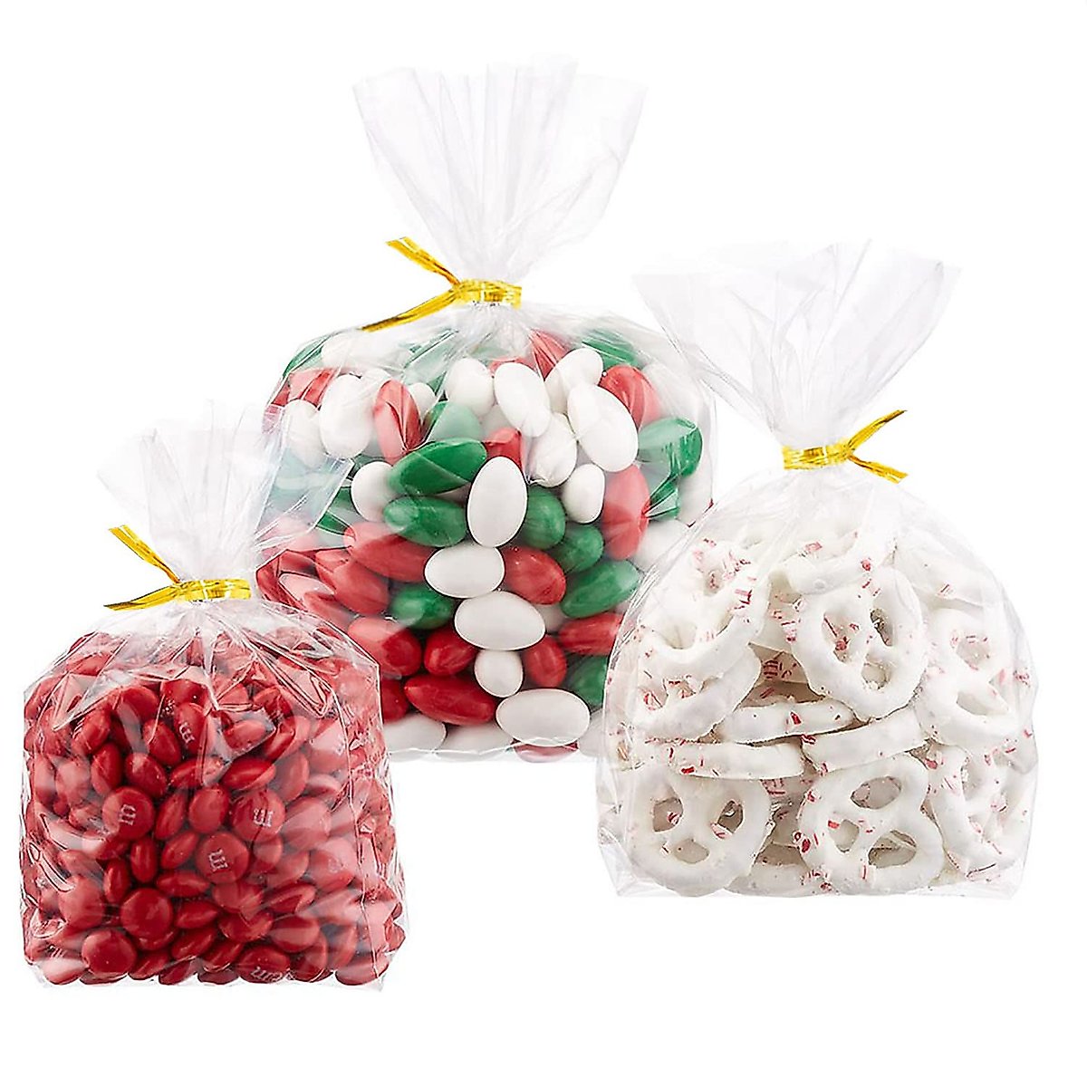 Zcintert Clear Cello 𝗖𝗲𝗹𝗹𝗼𝗽𝗵𝗮𝗻𝗲 𝗧𝗿𝗲𝗮𝘁 𝗕𝗮𝗴𝘀, 100 Pcs - 10" x 14"(2mils), Plastic Gift Bags for Candy, Party Favor, Cookies, Candies Packaging, with 4” Twist Ties