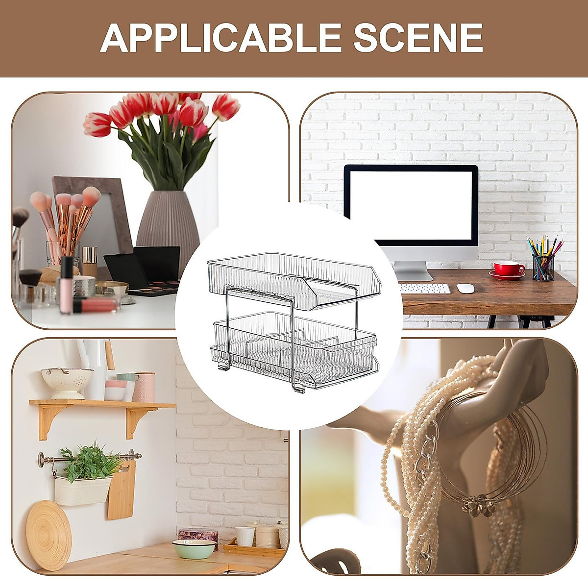 Medicine Cabinet Organizer, Multi Purpose Kitchen Under Sink Organizers, Pull Out Kitchen Pantry Shelf Cupboard, Home Organization for Kitchen Pantry, Desktop, Toiletry, Hair Products,