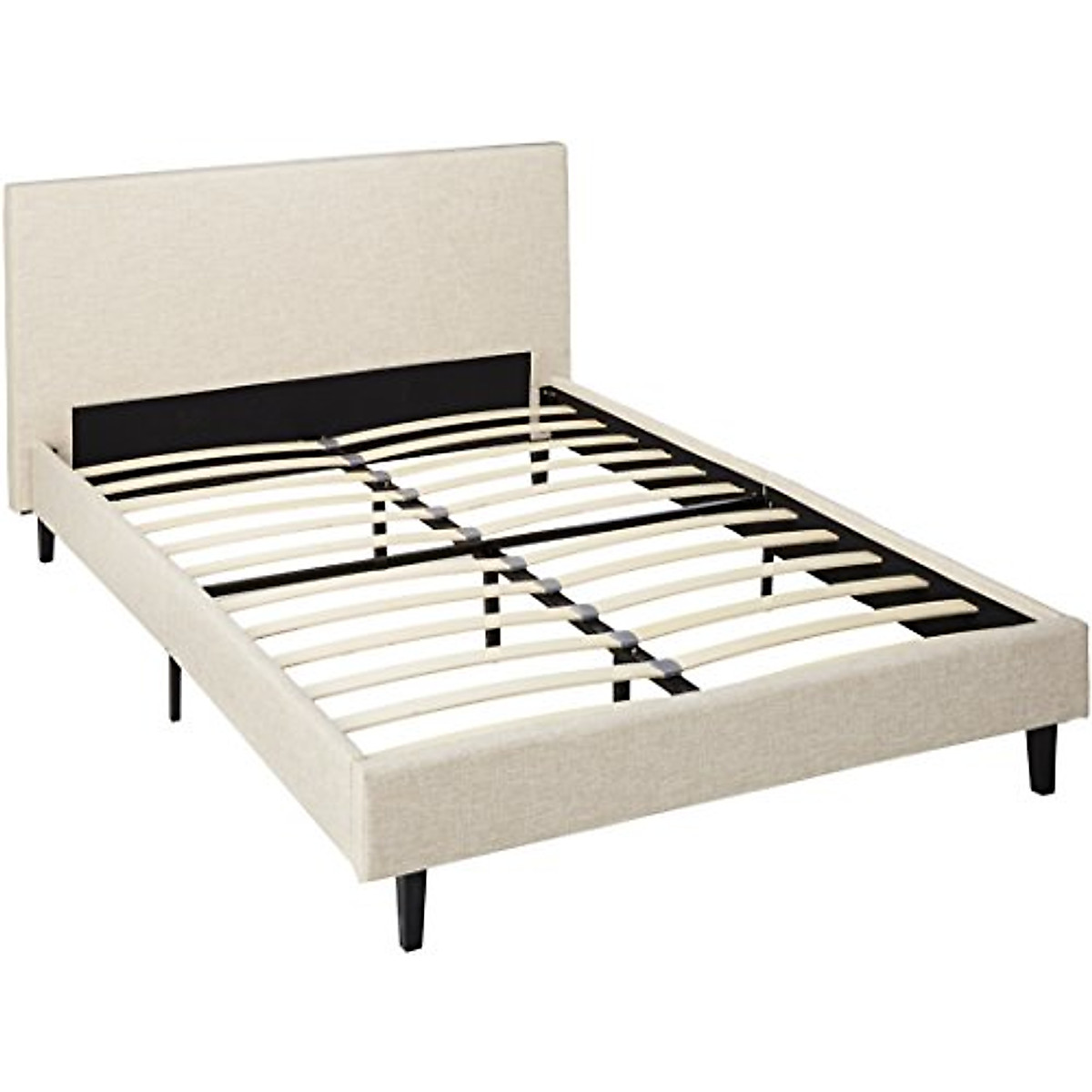 Modway Anya Upholstered Beige Full Platform Bed with Wood Slat Support