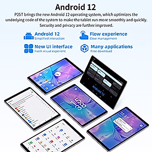 TECLAST Tablet 10 inch Android 12 Tablets, P25T 3GB RAM+64GB ROM(TF 1TB), Wi-Fi 6 Tablet PC, 1.8Ghz 4-core CPU, 2.4G/5G WiFi, 800x1280 FHD IPS, Bluetooth 5.0, Dual Cameras, 6000 mAh, Stereo