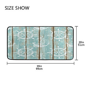 Kitchen Floor Mats Deck Nautical Non-Slip Kitchen Mats Bath Rug Runner Doormats Carpet for Home Decor, 39x20 Inches