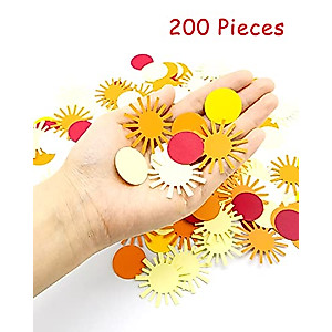 200 Pieces First Trip Around The Sun Birthday Decorations Boho Sun Confentti Muted Little Sunshine Confetti Papercraft Embellishments for Groovy Party Baby shower First Birthday Table Decors