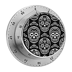 Kitchen Timer Black Skull Classroom Timer Stainless Steel Countdown Timer with Magnetic Backing