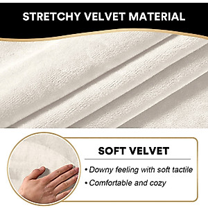 PrinceDeco Recliner Chair Cover Velvet Stretch Recliner Couch Covers 4-Pieces Style Recliner Chair Covers Recliner Cover for Reclining Chair Slipcovers Feature Non Slip Form Fitted Thick Soft, Ivory