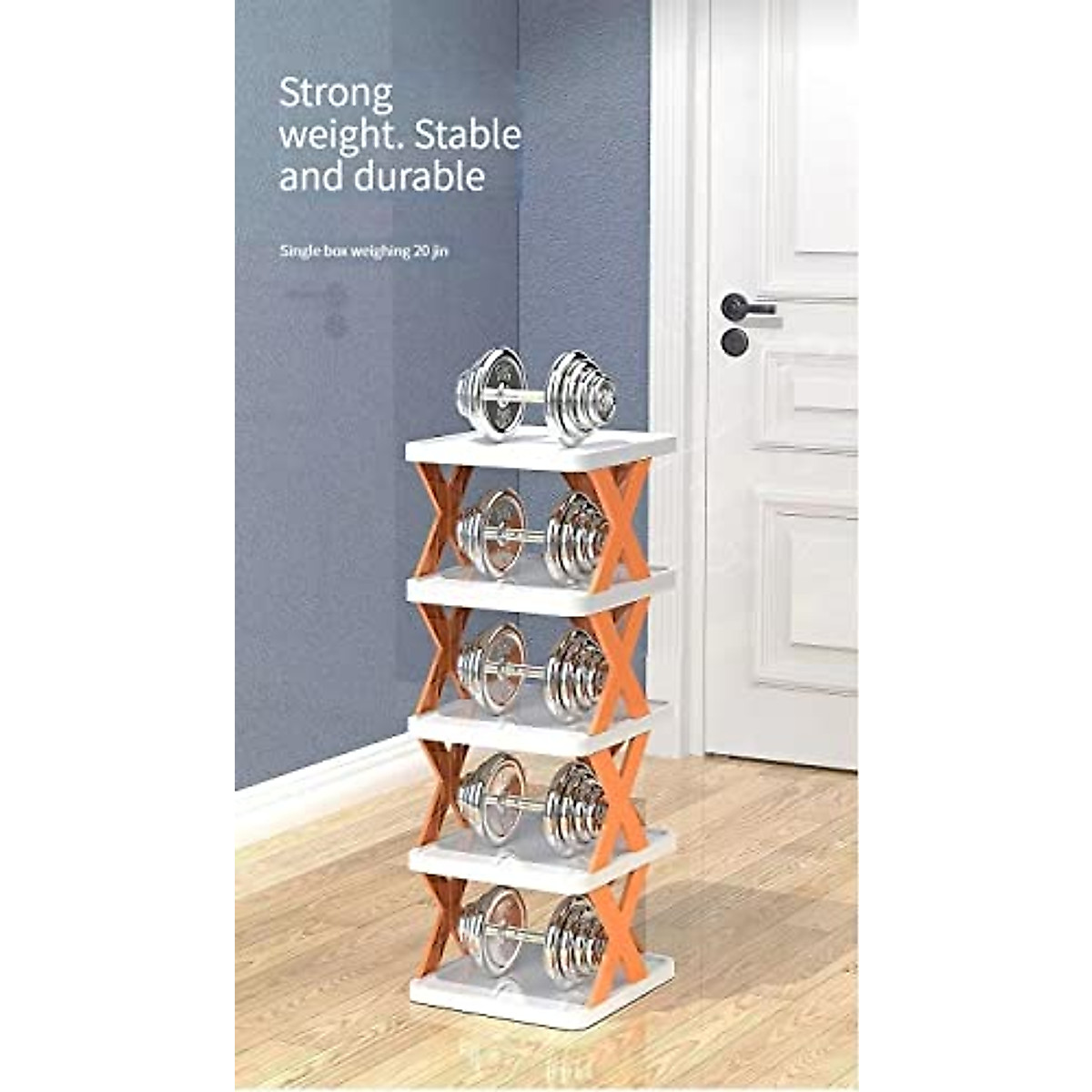 WUBY 6-Storey High Creative Folding X-Shaped Shoe Cabinet - Shoe Organizer & Storage Rack for Closet and Entryway, Free Standing Shoe Shelf Organizer (Blue)
