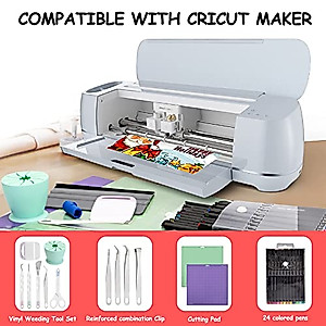 Accessories Bundle for Cricut Machine Maker, Compatible with Cricut Machine, Cricut Maker Weeding Tool, Colored Pencil, Cutting Mat, Scraper, Ruler, Adapter Suitable for Beginners Artisans 44 PCS
