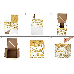 Lesixur 8”Card Box, Bumble Bee Cards Receiving Box, For Birthday, Wedding, Bridal or Baby Shower, Engagement, Retirements, Graduation, Money Box Holder, Party Favor, Decorations, 1 pte (Cabox010