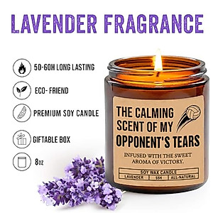 FundingCharlee The Calming Scent of My Opponent's Tears Candle - Funny Volleyball Candle - Candle Gift for Coach- Mom -Dad - Player Senior Volleyball Gift - Lavender Scented Candles - Soy Wax Candle