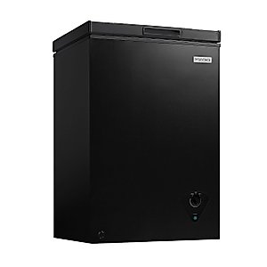 Igloo 3.5 Cu. Ft. Chest Freezer with Removable Basket and Front Defrost Water Drain, Small Deep Freezer Perfect for Homes, Garages, and RVs, Black