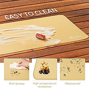 FLASLD Fire Resistant Rugs for Fireplace, Grill and Stove, 24 X 42 inches Under The Grill Protective Deck and Patio Mat, Easy to Clean and Reusable Fire Pit Mat, Khaki
